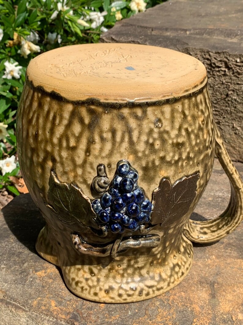 Wilford Dean Tobacco Spit Glaze Pitcher With Grapes Vine | Etsy