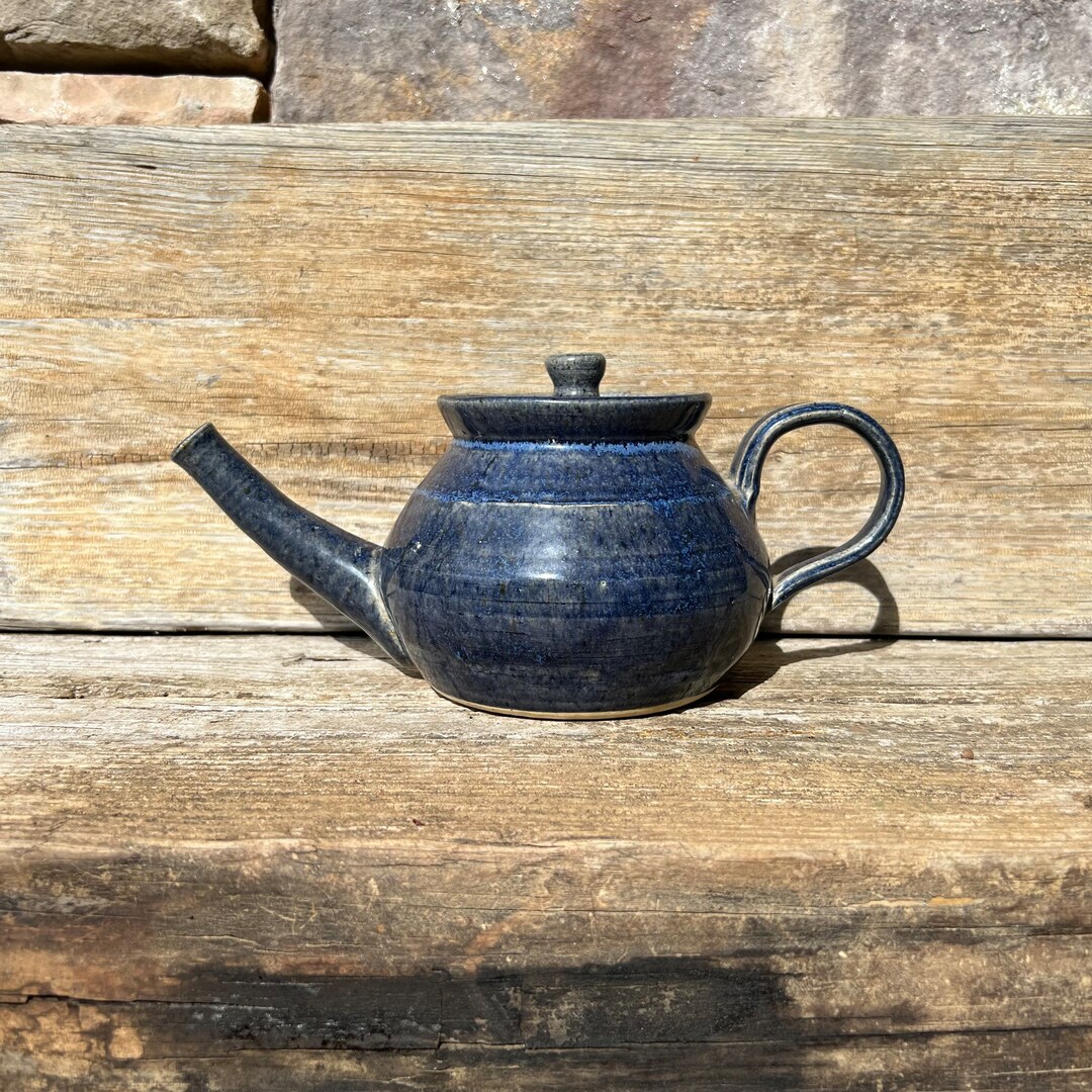 Blue Glazed Hillside Pottery Teapot Signed and Dated With Rim Repair - Etsy