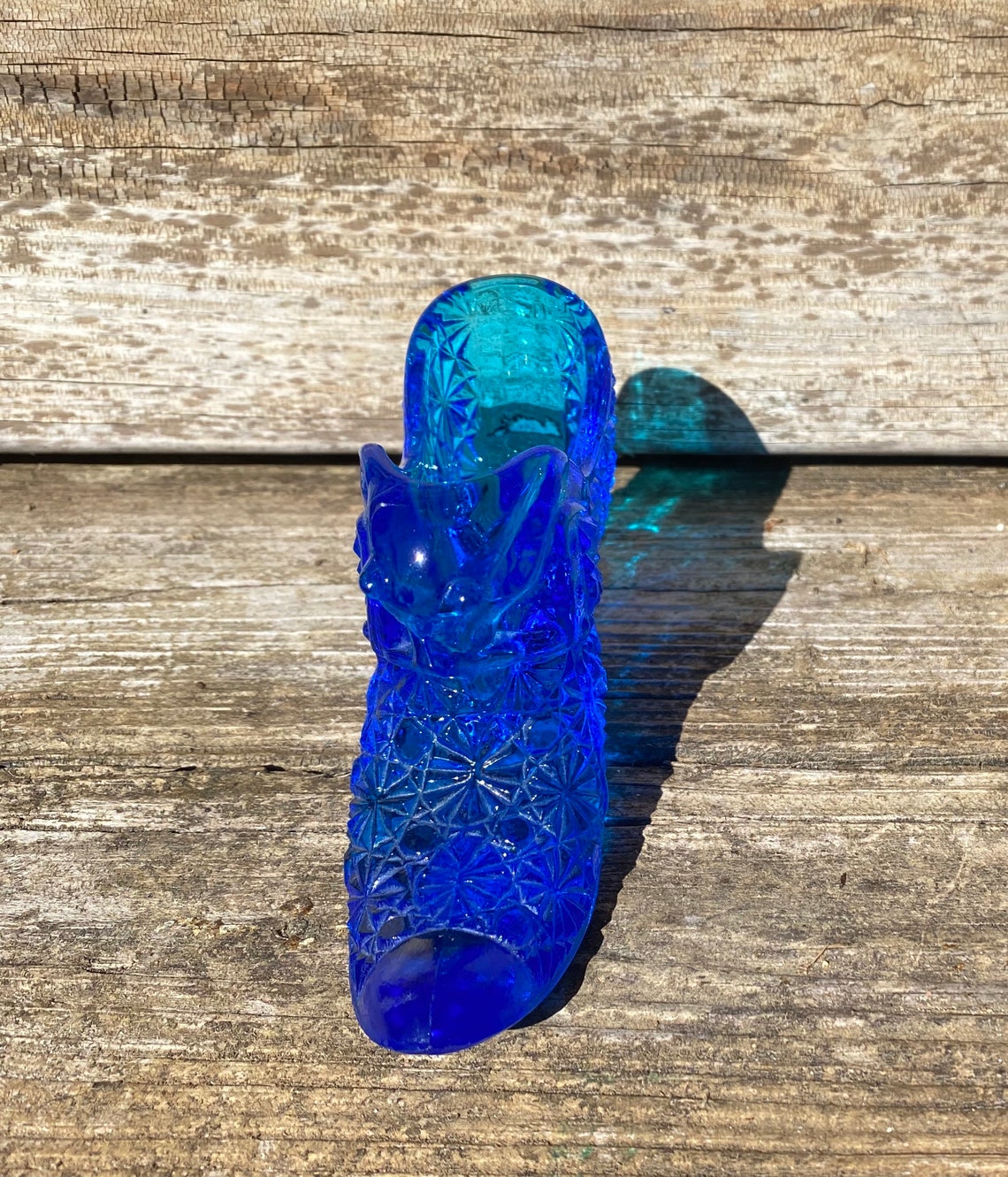 Brilliant Blue Fenton Glass Ladys Slipper Shoe Heel | Etsy
