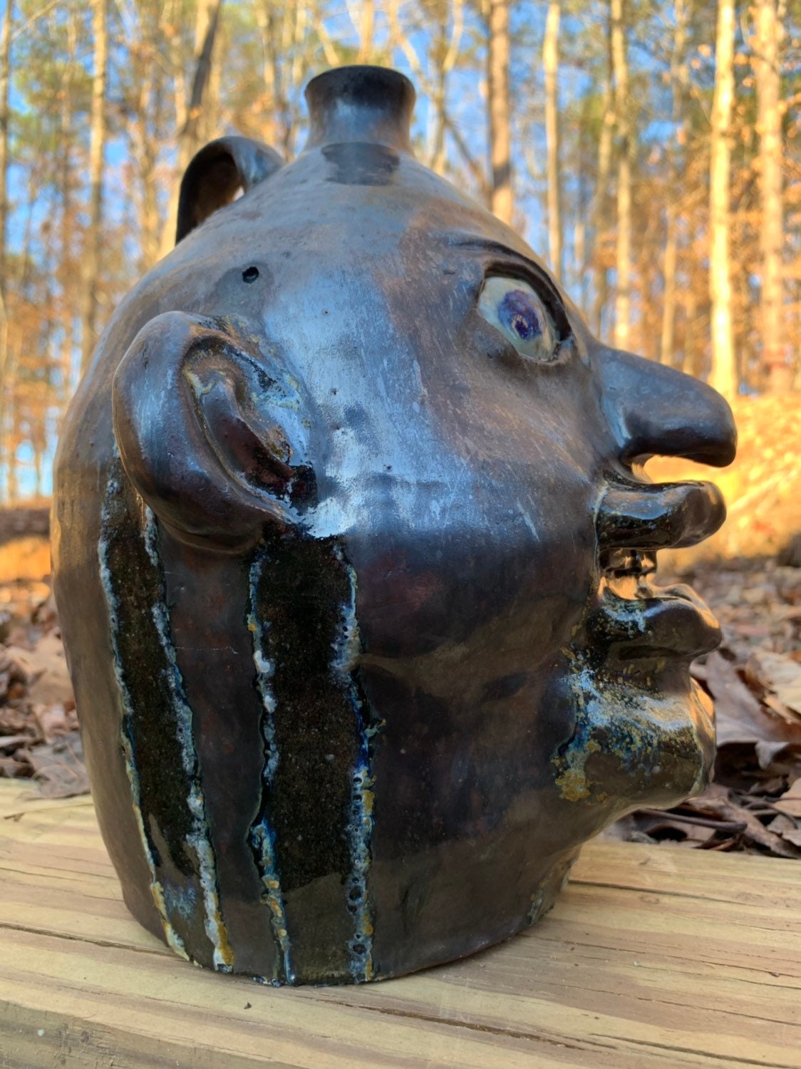 Nathaniel Hewell Devil Face Jug: Salt Glaze Southern Folk Art Pottery ...