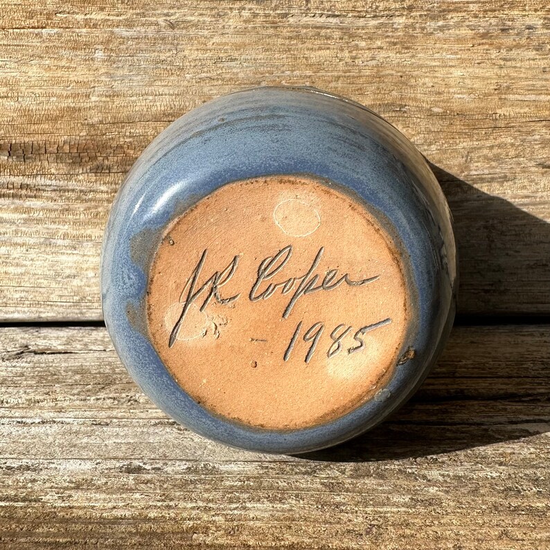 JR Cooper Pottery Blue Glazed Cut Out Flower Vase or Luminary - Etsy