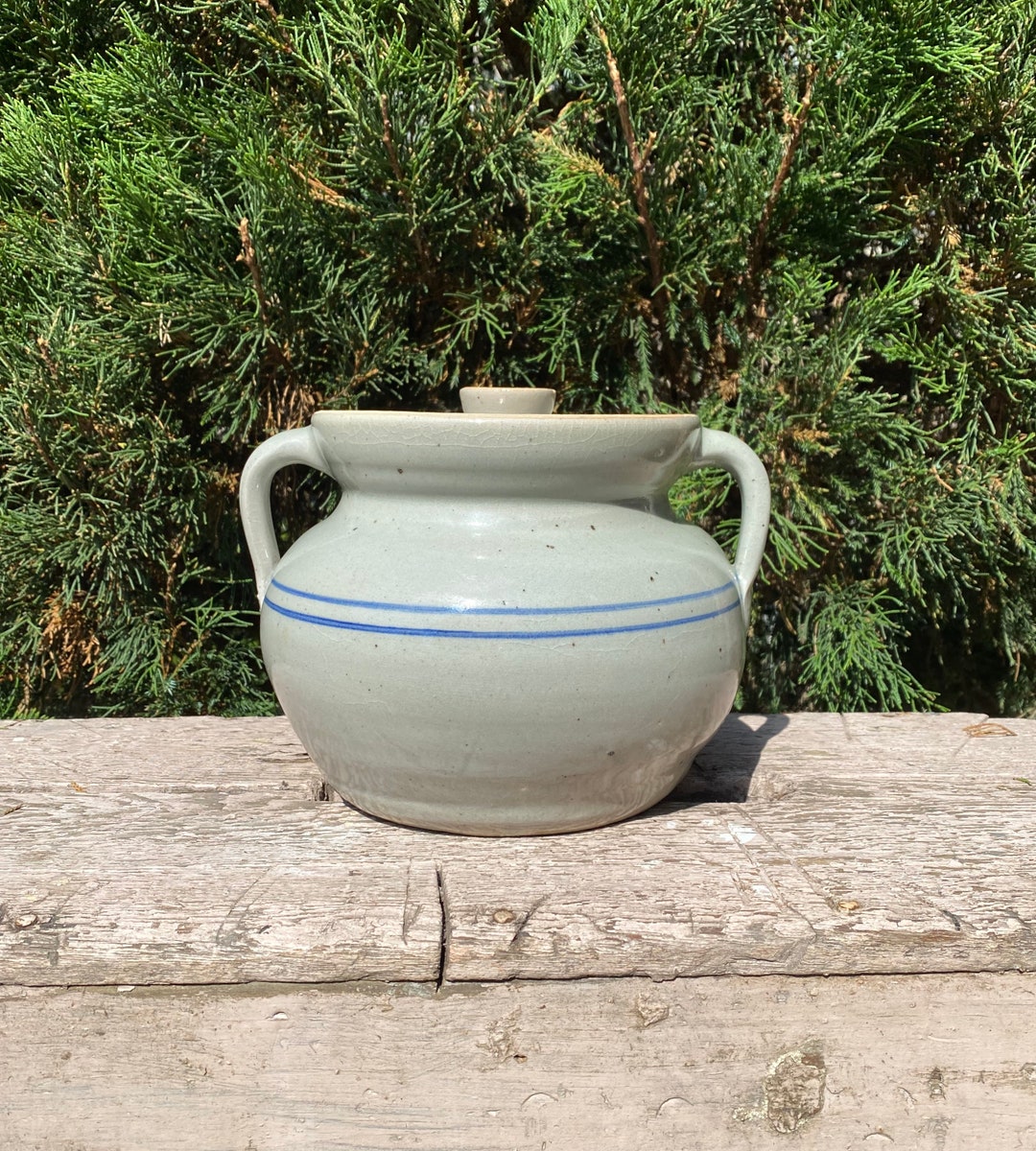 Very Large Jerry Brown Two Handle Two Band Bean Pot 1994 - Etsy