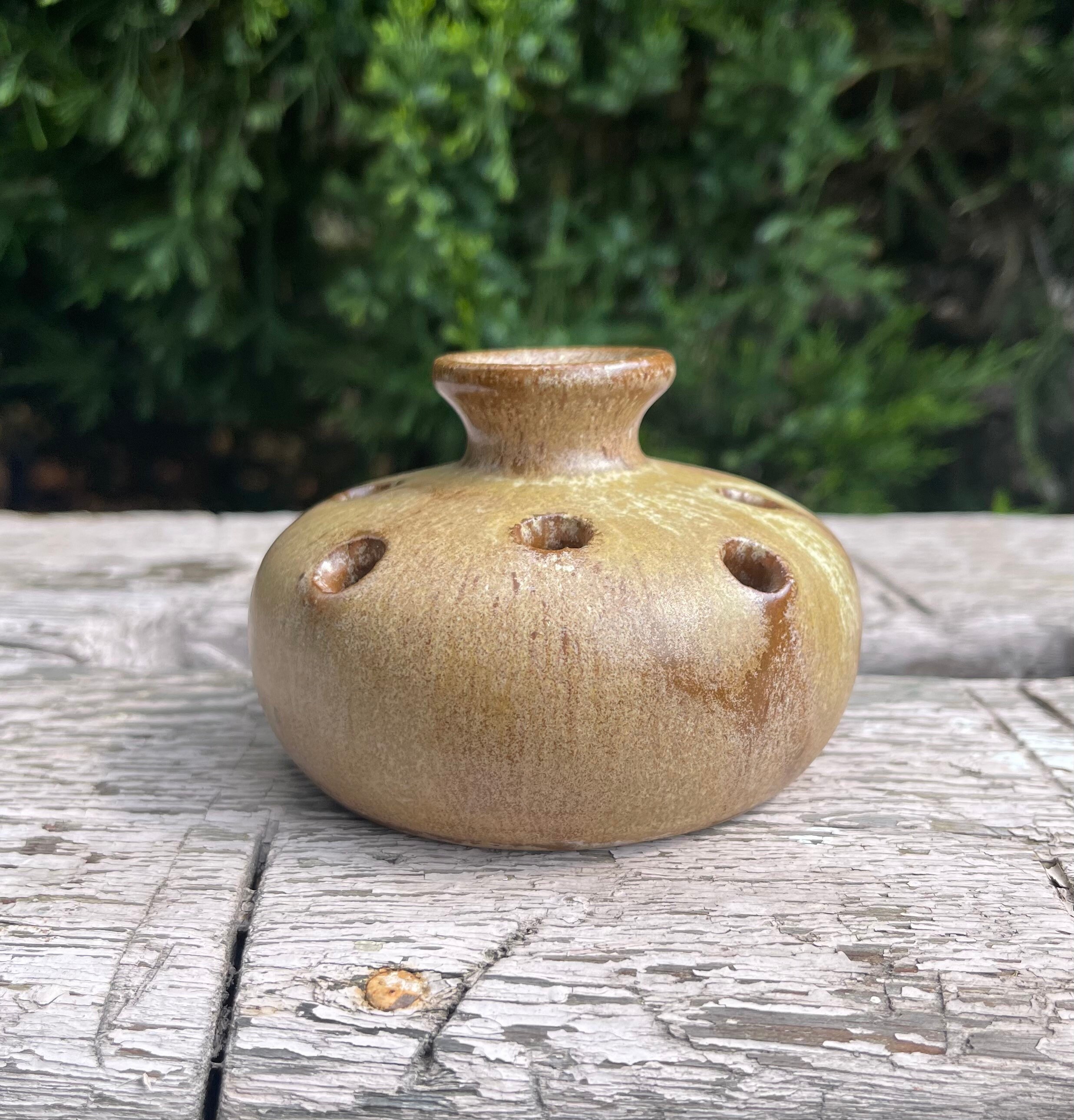 Teague Pottery NC Golden Brown Drip Flower Frog With Lead - Etsy