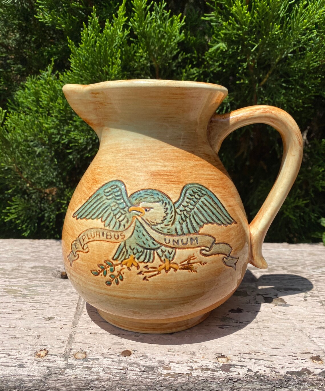 Pennsbury Pottery Eagle Americana Large Round Belly Pitcher - Etsy