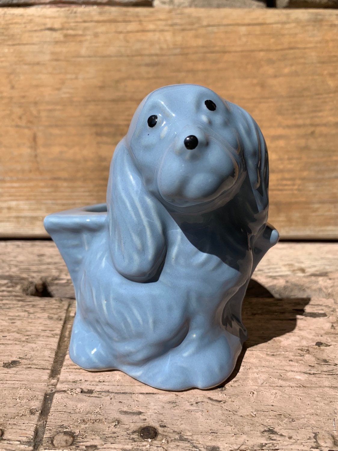 Blue Pottery Ceramic Dog Puppy Planter - Etsy