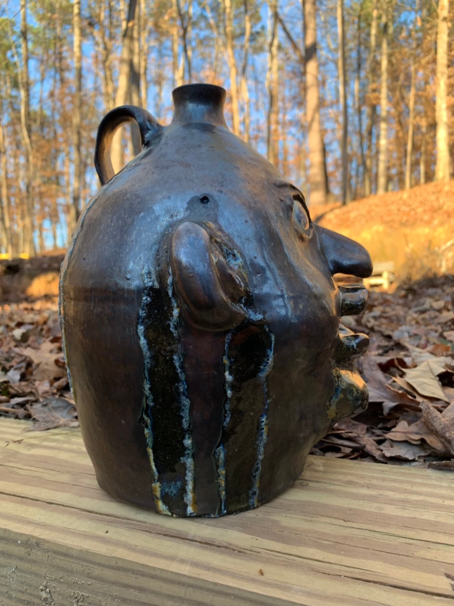 Nathaniel Hewell Devil Face Jug: Salt Glaze Southern Folk Art Pottery ...