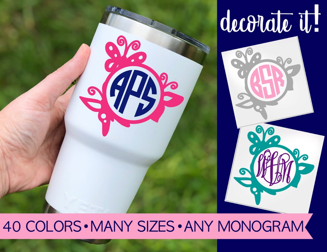 Butterfly Monogram Decal | Monogrammed Butterfly Sticker | Monogram ...