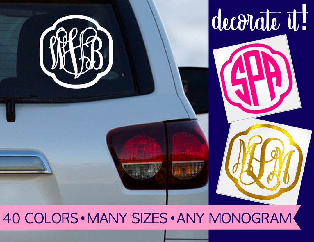 Monogram Car Decal | Monogram Decal | Car Decal | Car Monogram Decal ...