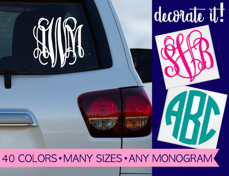 Monogram Car Decal Monogram Decal Car Decal Car Monogram - Etsy