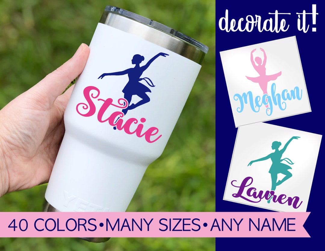 Dancing Ballerina Decal With Name for Tumbler. Washable Vinyl Decal for ...