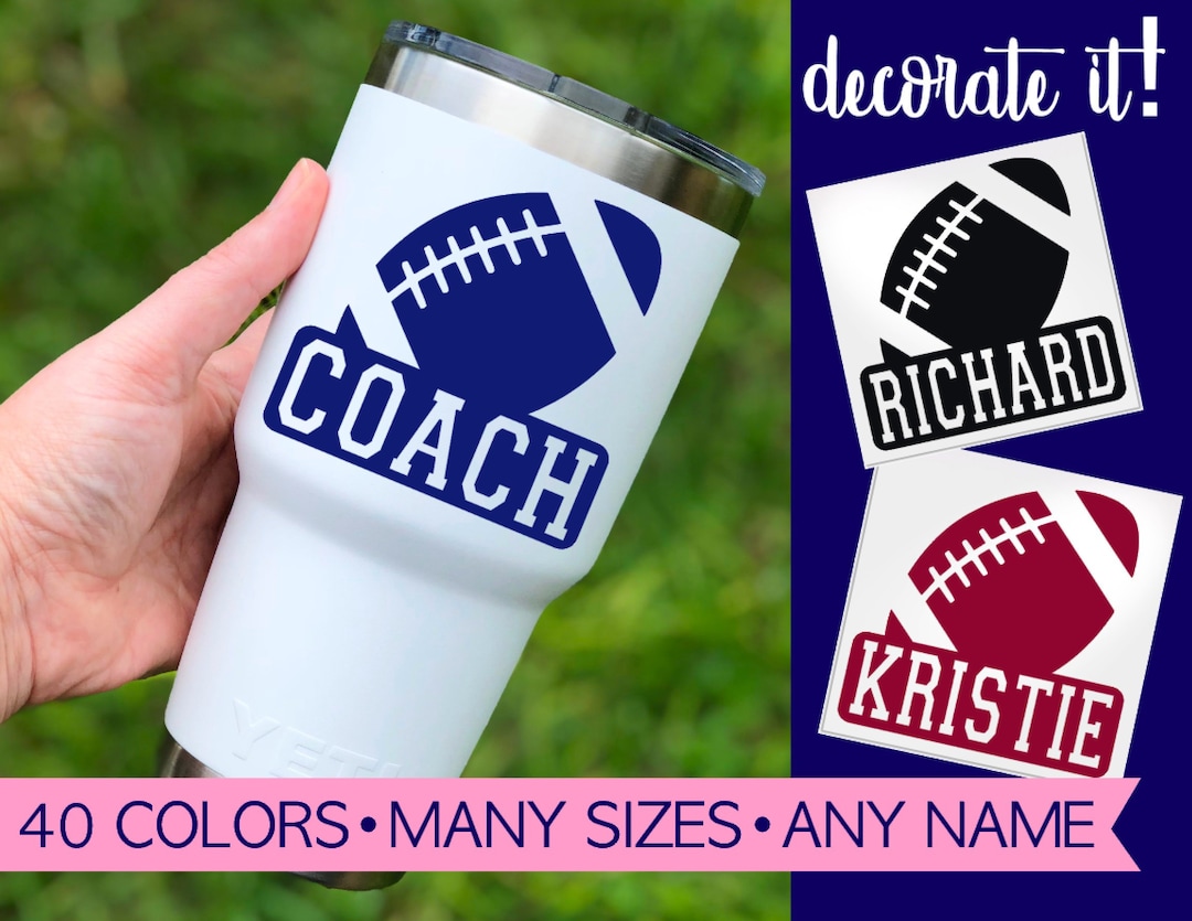 Football Coach Gift | Football Player Decal | Football With Name Decal ...