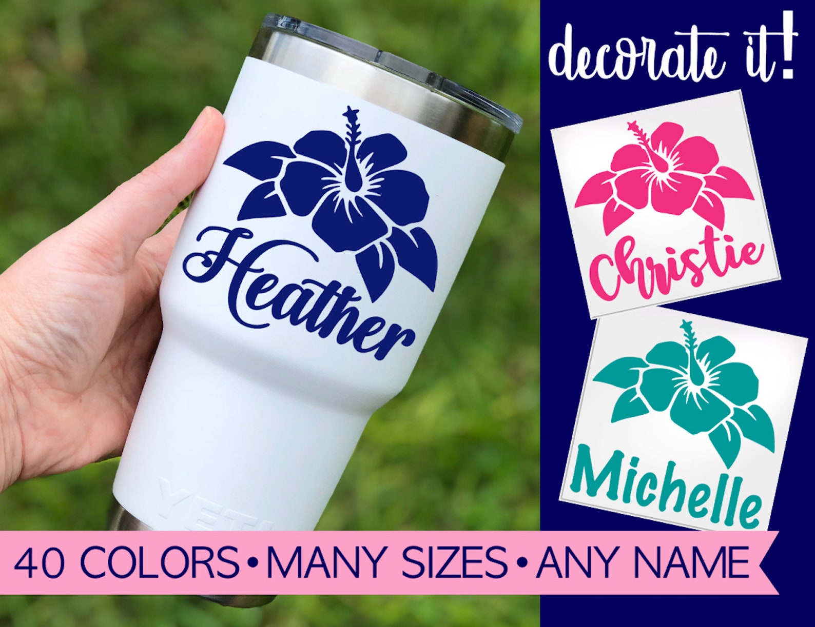 Flower Cup Decal | Flower Tumbler Decal | Flower Yeti Decal | Flower ...