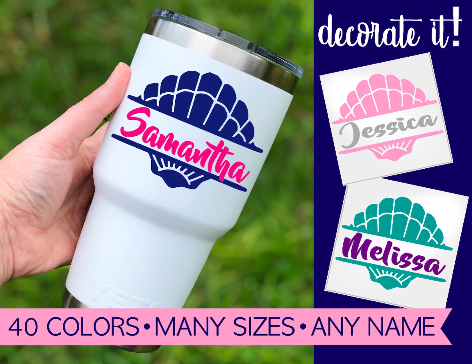 Shell Decal Personalized Shell Stickers Seashell Decal - Etsy