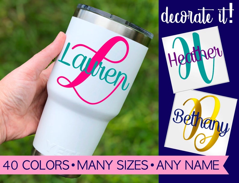 Personalized Yeti Decal for Women with Name Monogrammed | Etsy