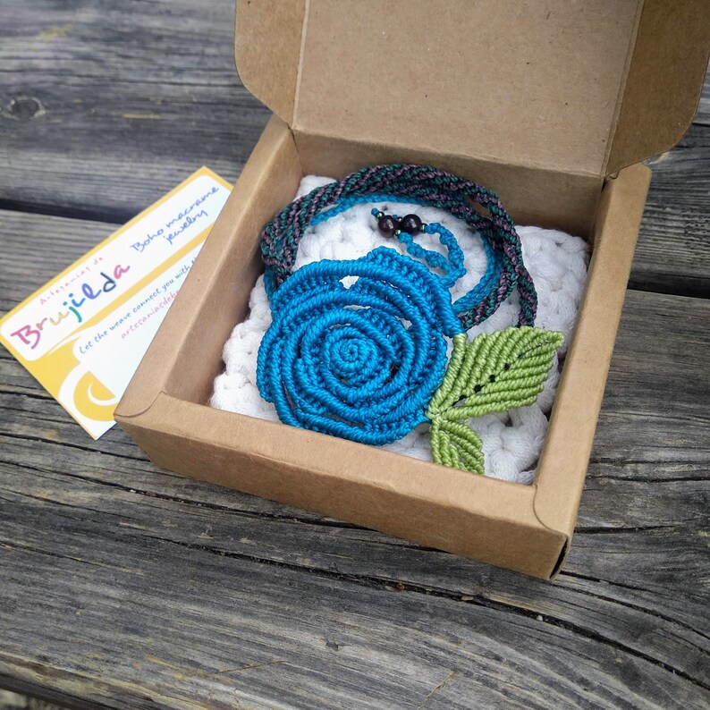 Macrame Rose Necklace Hippie Floral Necklace Adjustable - Etsy