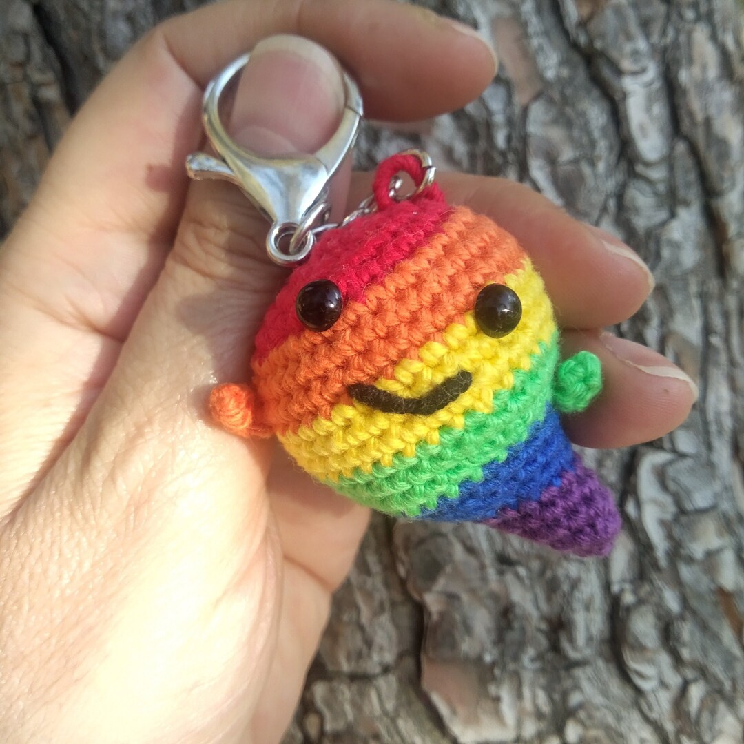 LGBTQ Crochet Keychain, Rainbow Ghost Keyfob, LGBTQ Pride Flag, Gaysper ...