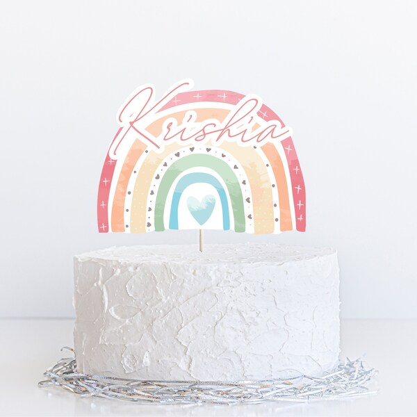 Boho Rainbow Cake Topper Svg - Etsy