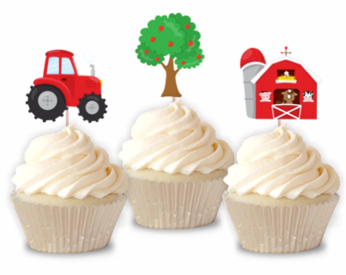 Farm Animals Cupcake Toppers Set of 12 Farm Horse Cow - Etsy