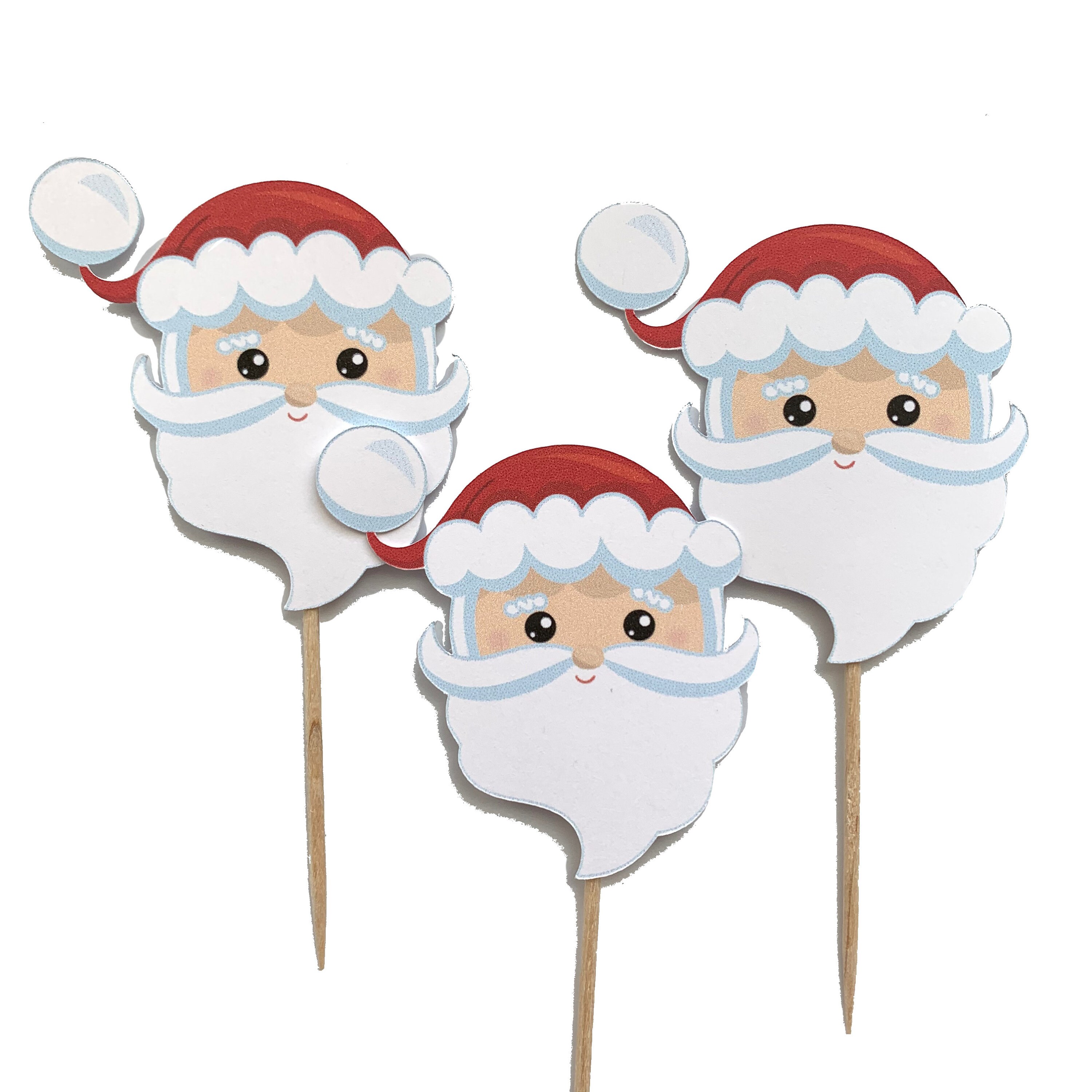 Christmas Cupcake Toppers, Set of 12, Santa Claus, Rudolf, Elf, Snowman ...