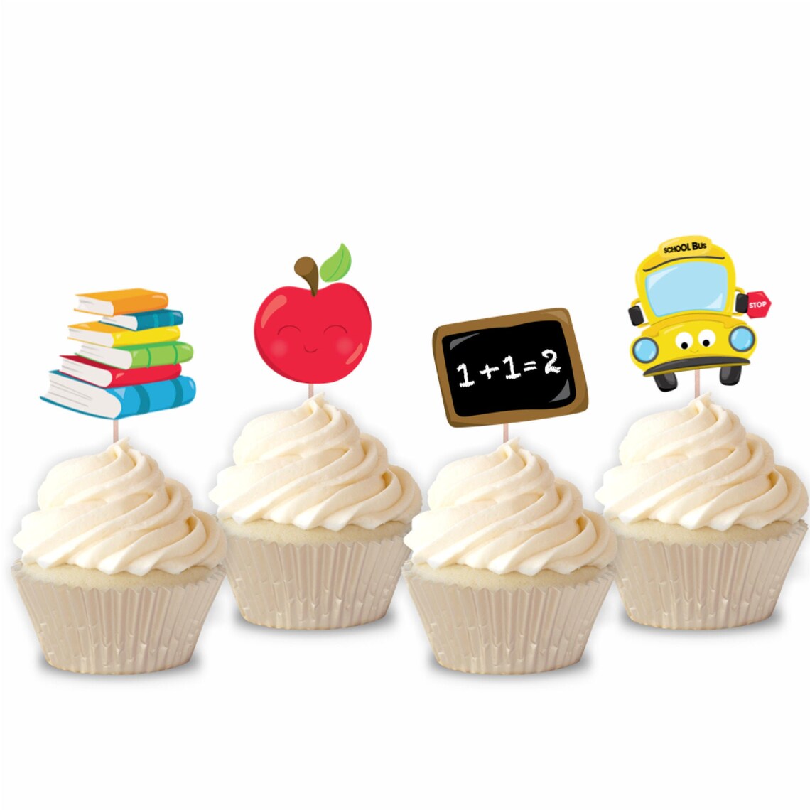 Back to School Cupcake Toppers, Set of 12 - Etsy