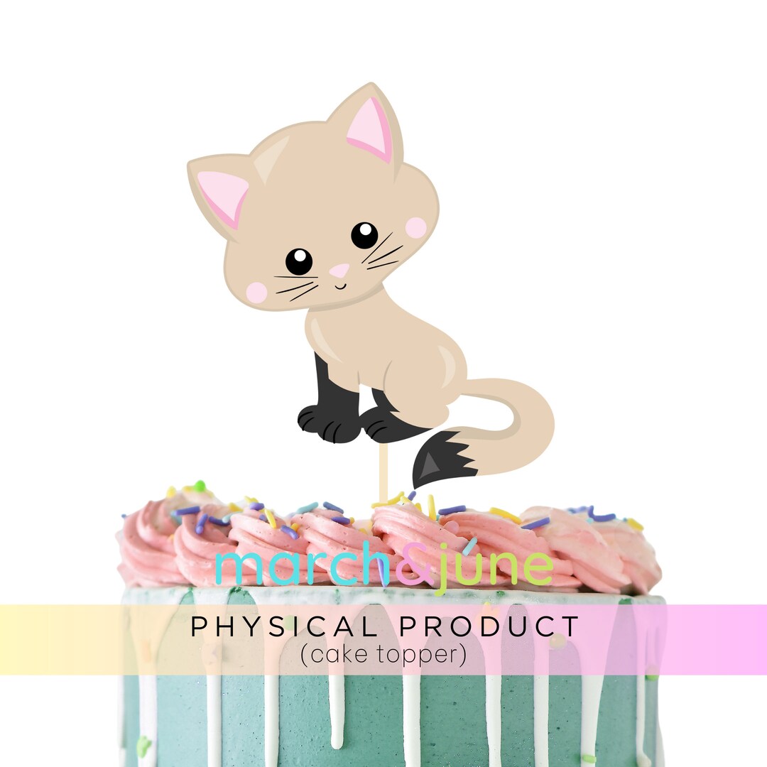Cat Kitten Cake Topper, Meow Birthday Party, Fur, Pet, Paw Party ...