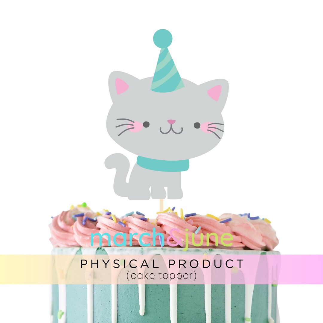 Cat Cake Topper, Kitten Birthday Party Theme, Meow, Paw, Fur Party ...