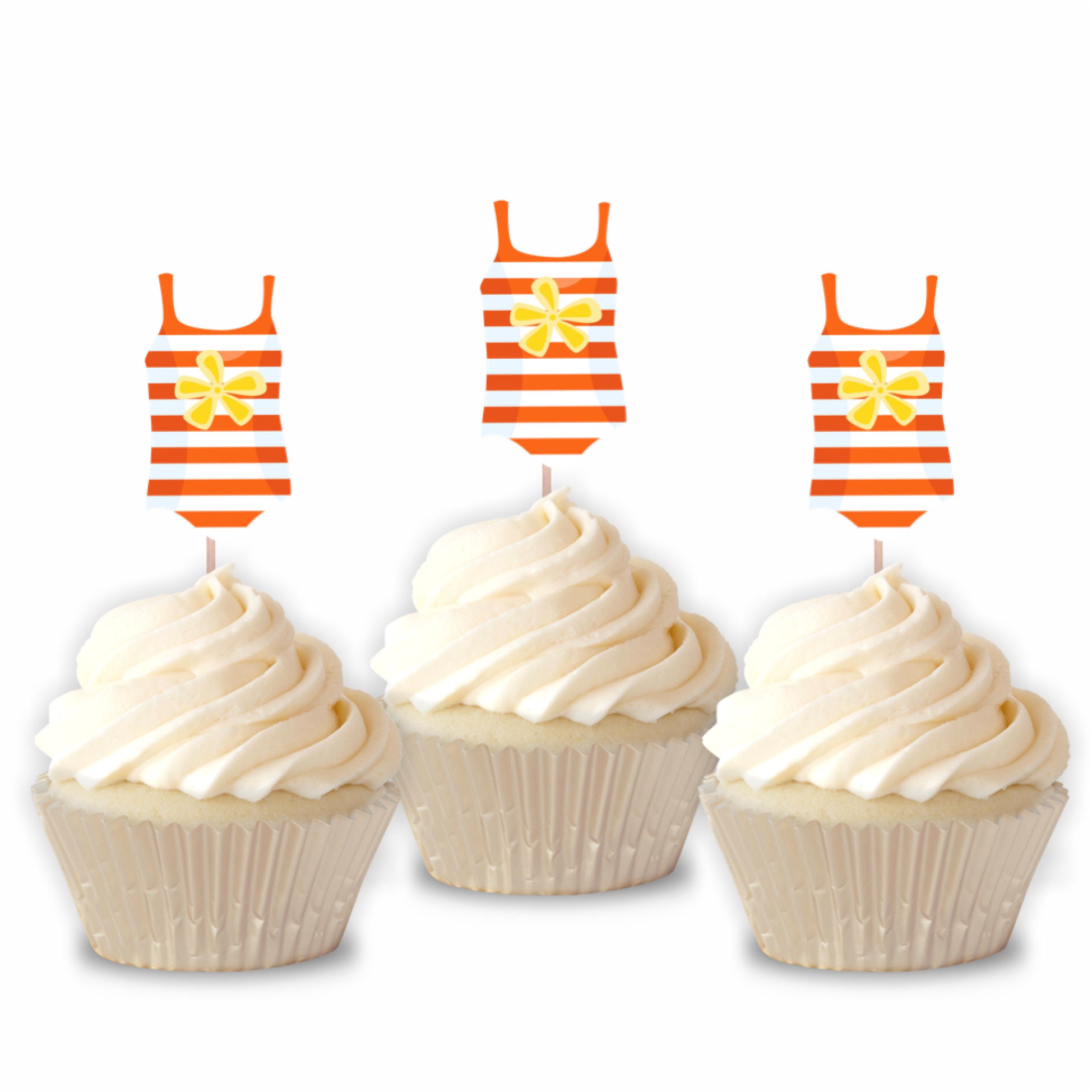 Summer Cupcake Toppers Set of 12 Beach Theme Birthday Party - Etsy