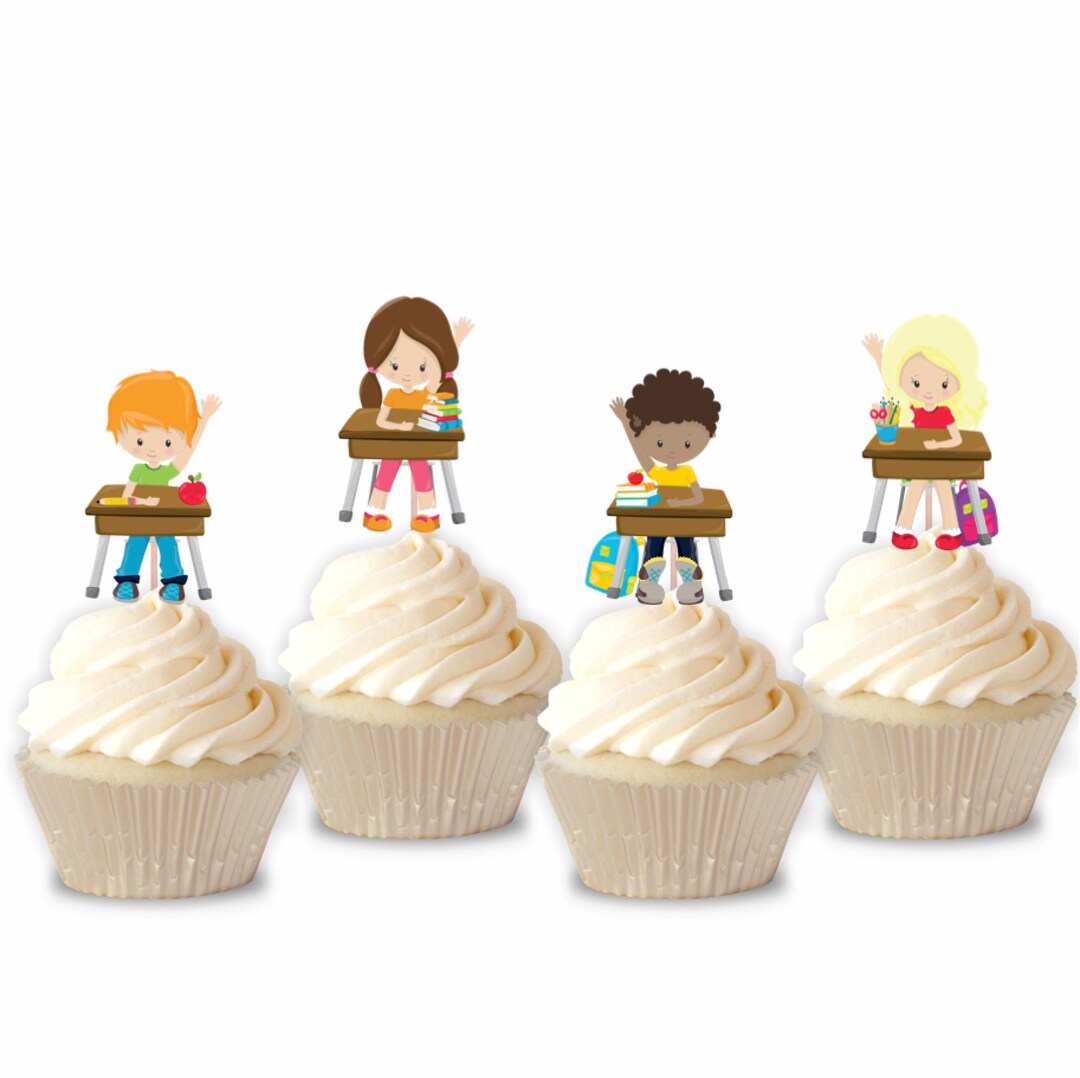 Back to School Cupcake Toppers, Set of 12, Classroom, Students Theme - Etsy