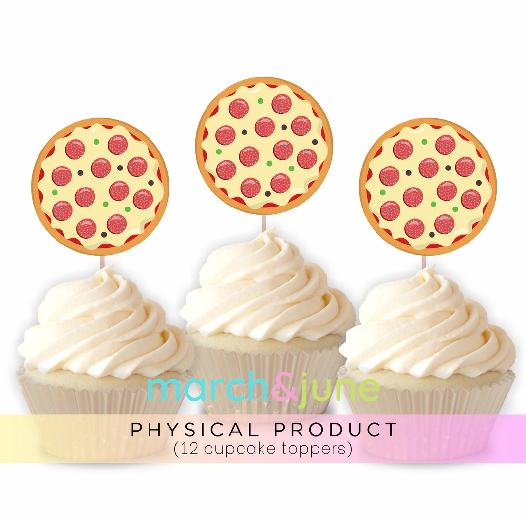 Pizza Party Cupcake Toppers, Set of 12, Pepperoni Slice - Etsy