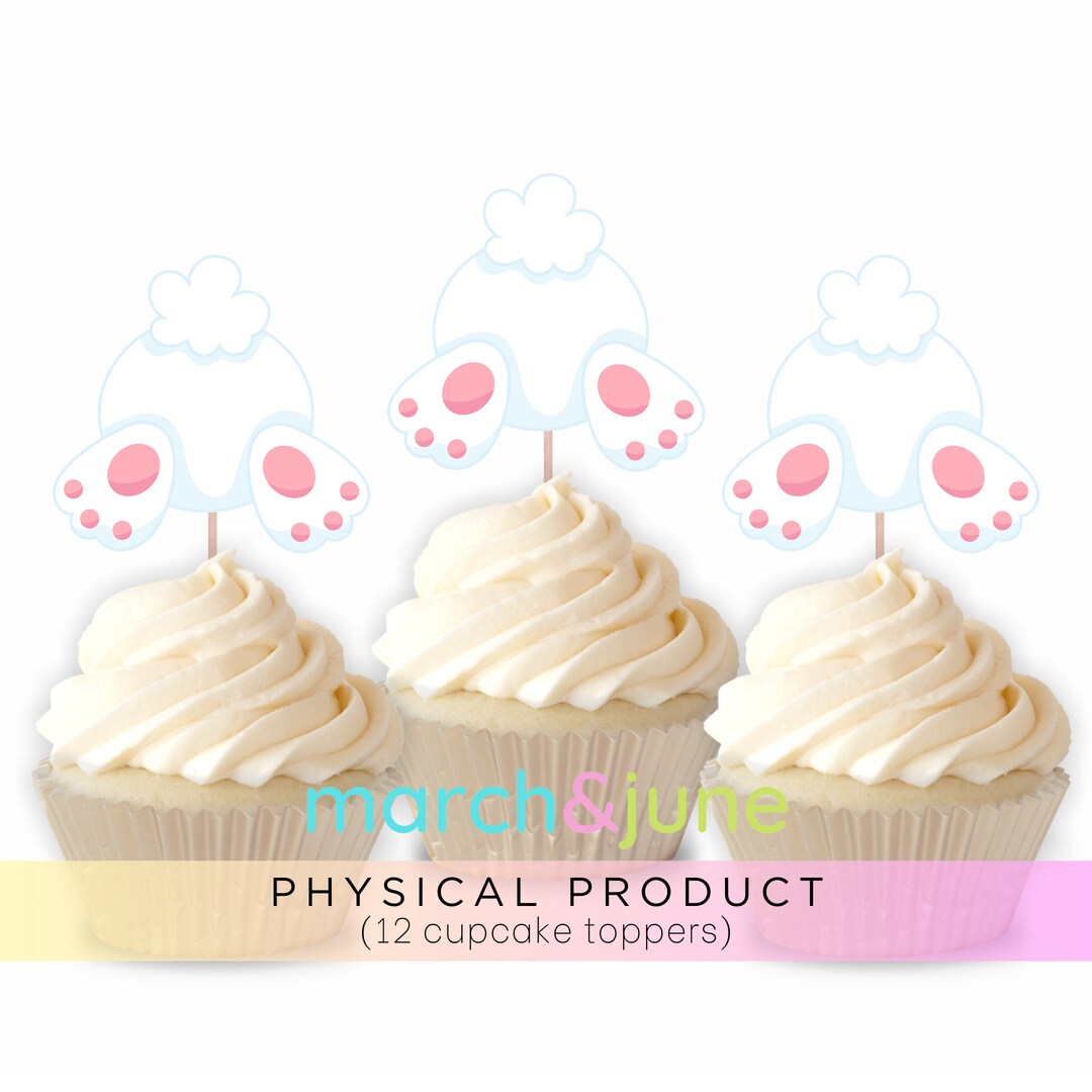 Easter Bunny Cupcake Toppers, Set of 12, Spring Rabbits Hop - Etsy
