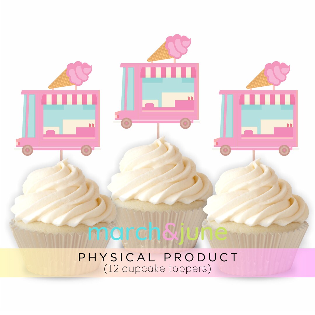 Ice Cream Party Cupcake Toppers, Set of 12, Birthday Party Theme, Scoop ...