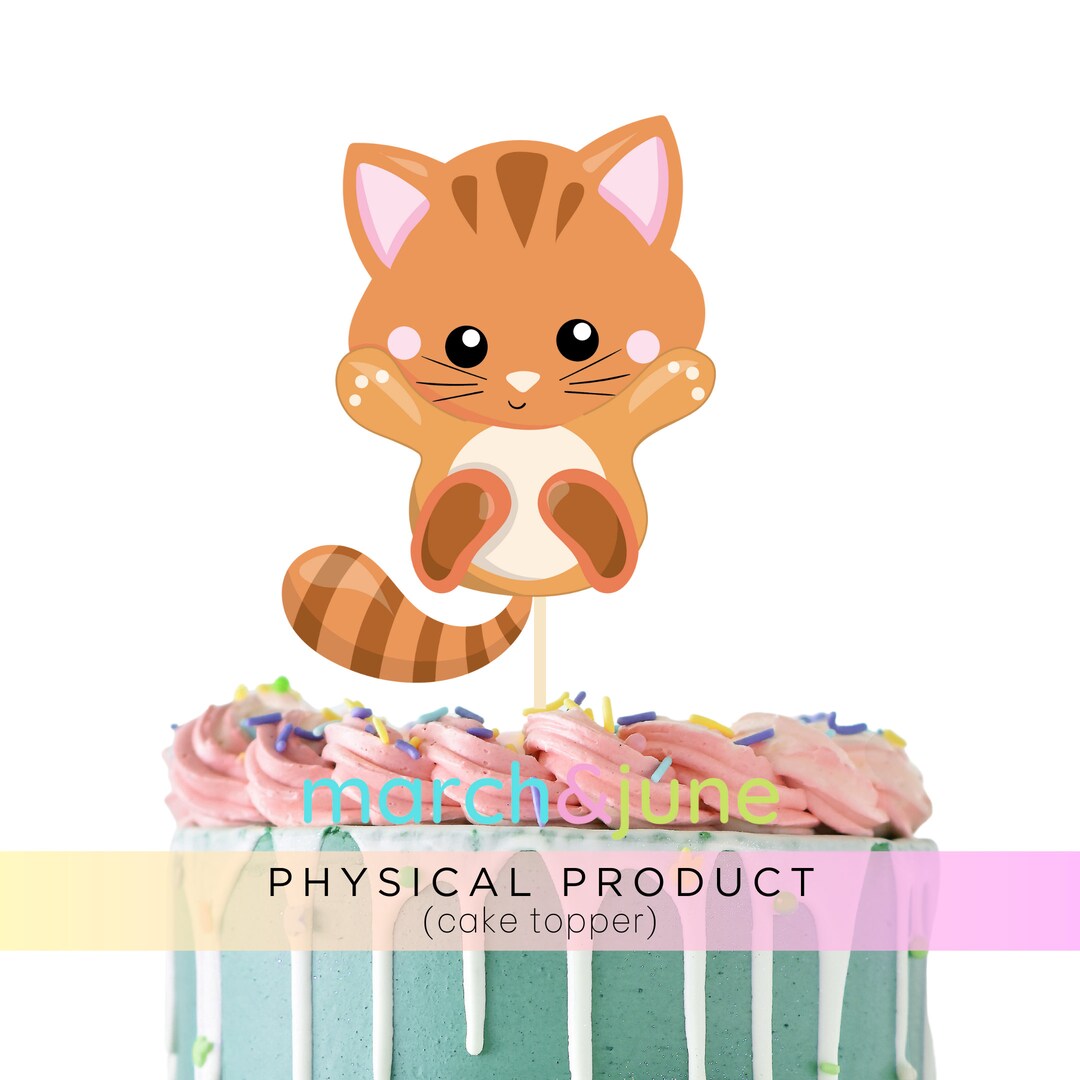 Cat Kitten Cake Topper, Meow Birthday Party, Fur, Pet, Paw Party ...