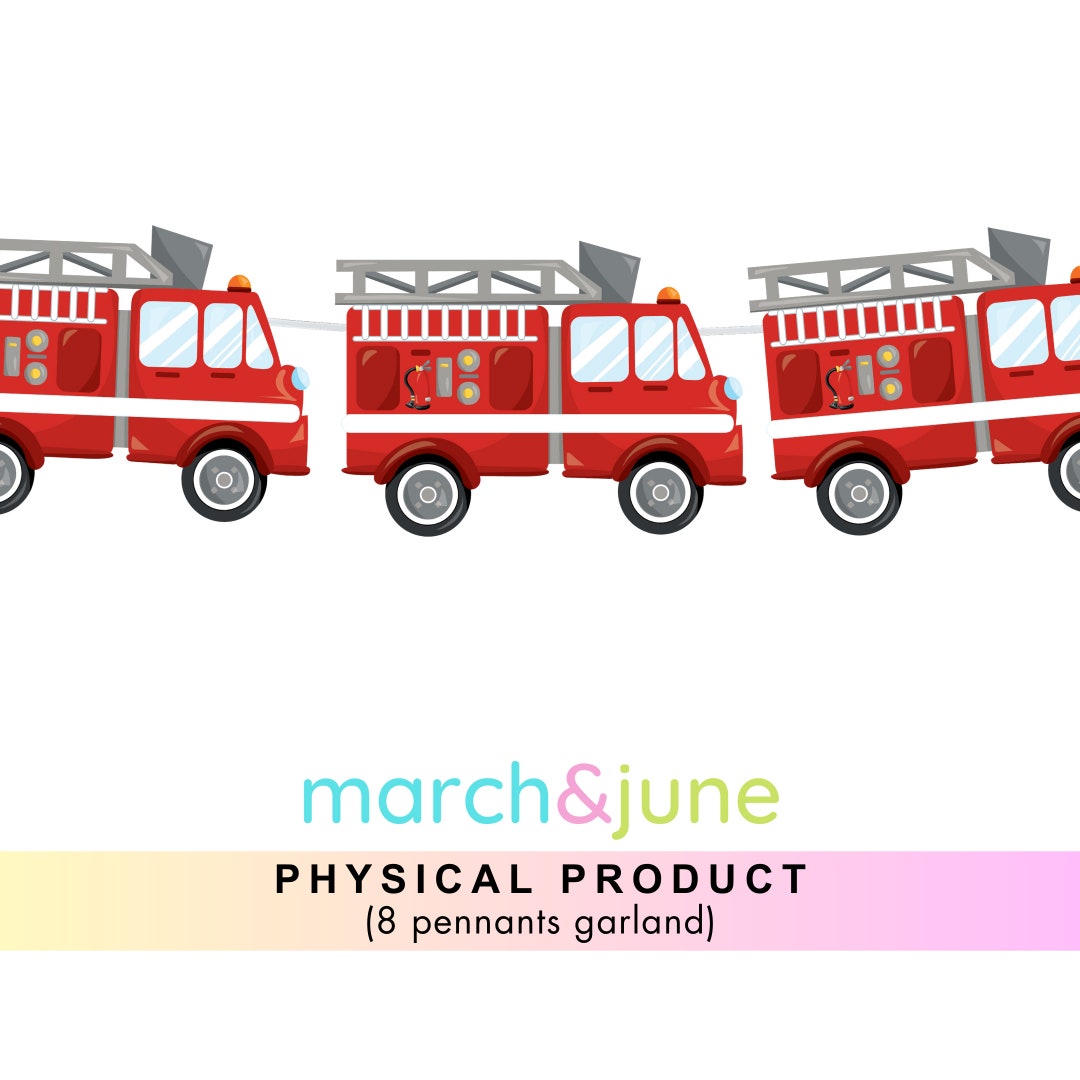 Fire Truck Bunting Garland, Birthday Party Theme Fireman Siren ...