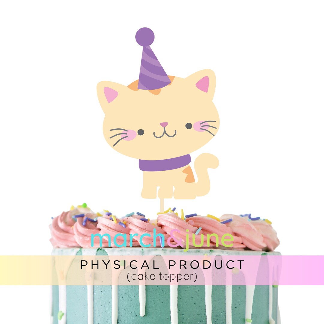 Cat Cake Topper, Kitten Birthday Party Theme, Meow, Paw, Fur Party ...