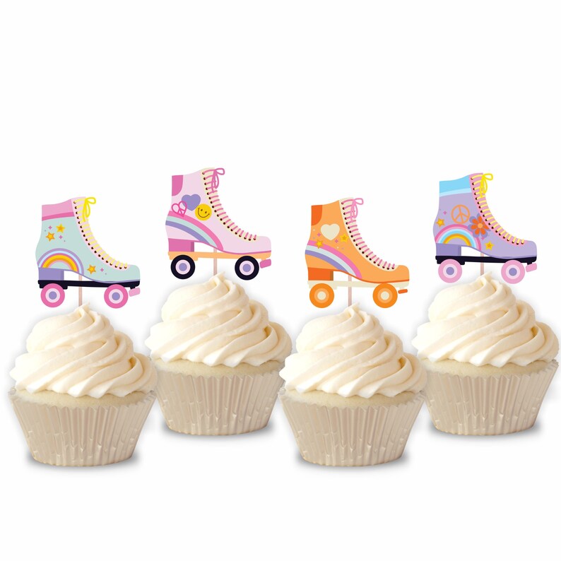 Retro Groovy Roller Skates 70s 80s Cupcake Toppers Set of 12 - Etsy