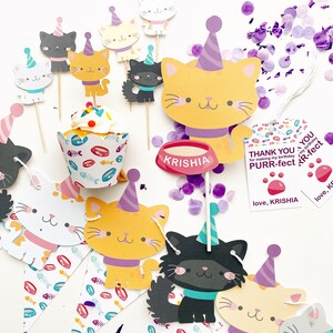 Digital Download Cats Cupcake Toppers, Kitten Birthday Party Theme, Fur ...