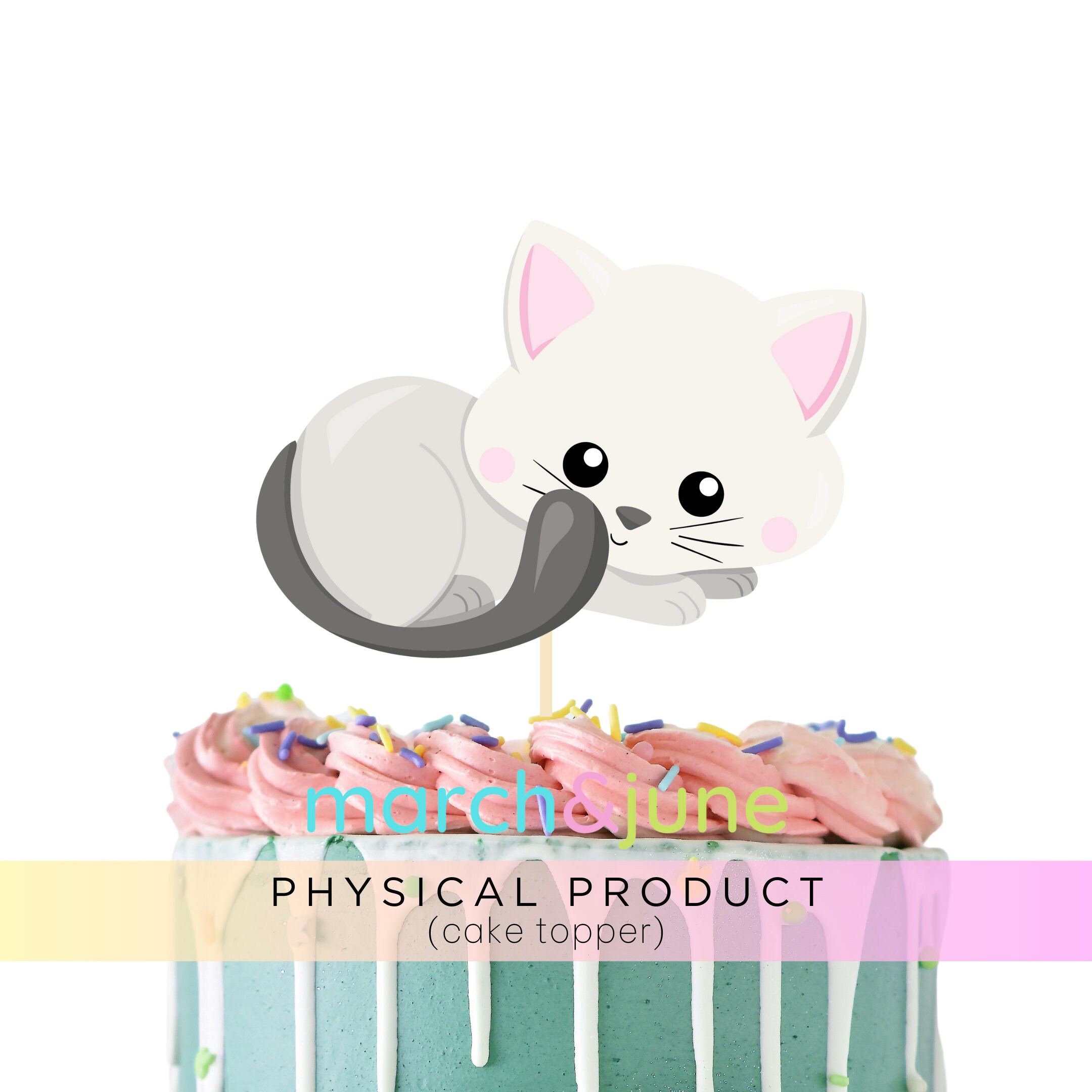 Cat Kitten Cake Topper, Meow Birthday Party, Fur, Pet, Paw Party ...