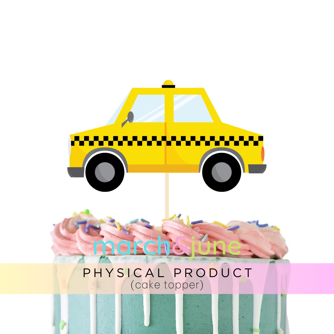 Taxi Cake Topper, Birthday Theme, New York, Yellow Cab, Transportation ...