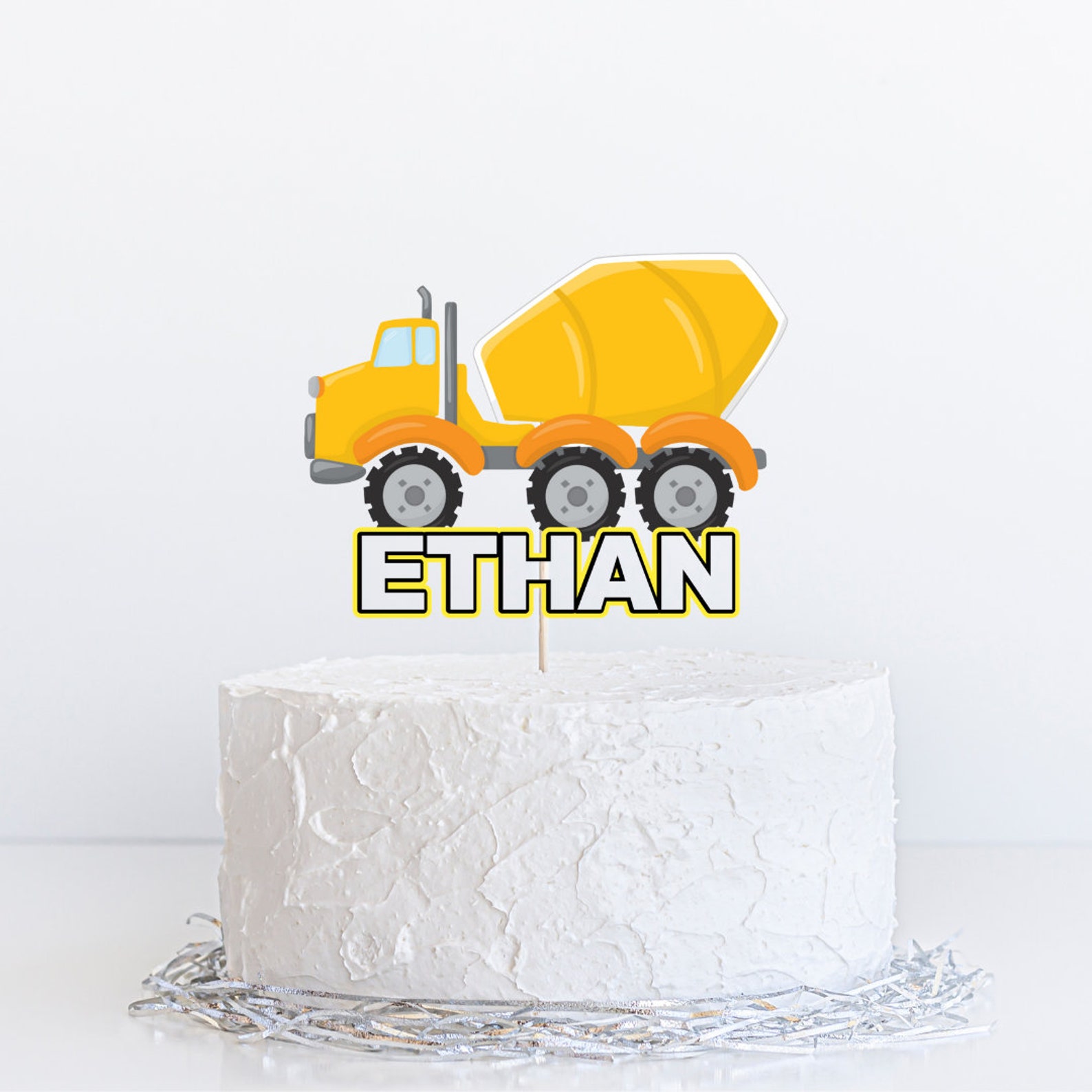 Construction Truck Cake Topper Bulldozer Concrete Mixer | Etsy