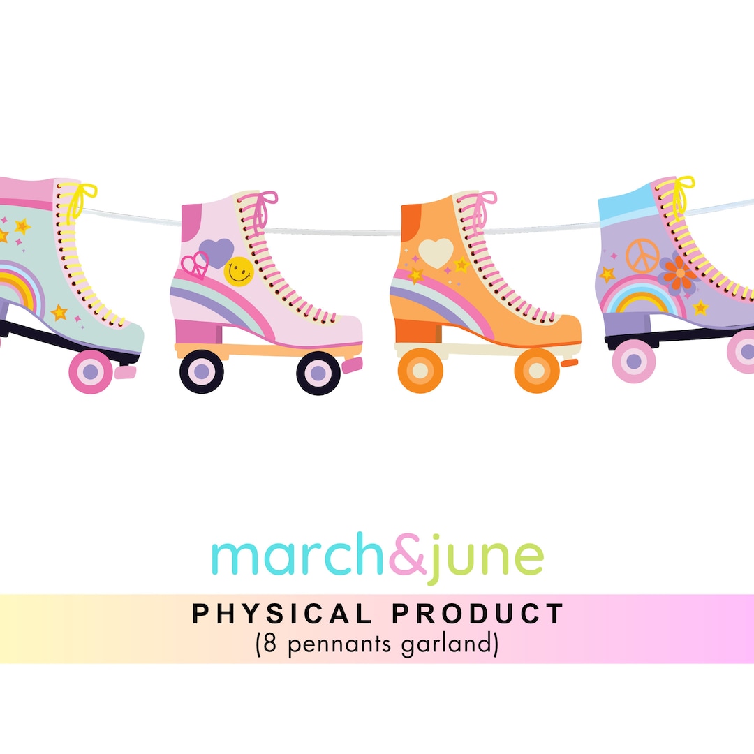 Roller Skates Garland Banner, Birthday Party Theme for Girls, Party ...