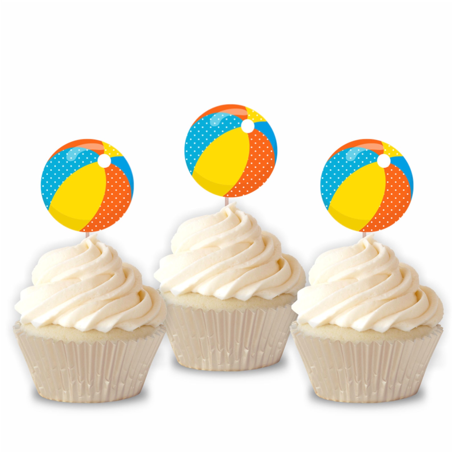 Summer Cupcake Toppers, Set of 12, Beach Theme Birthday Party - Etsy