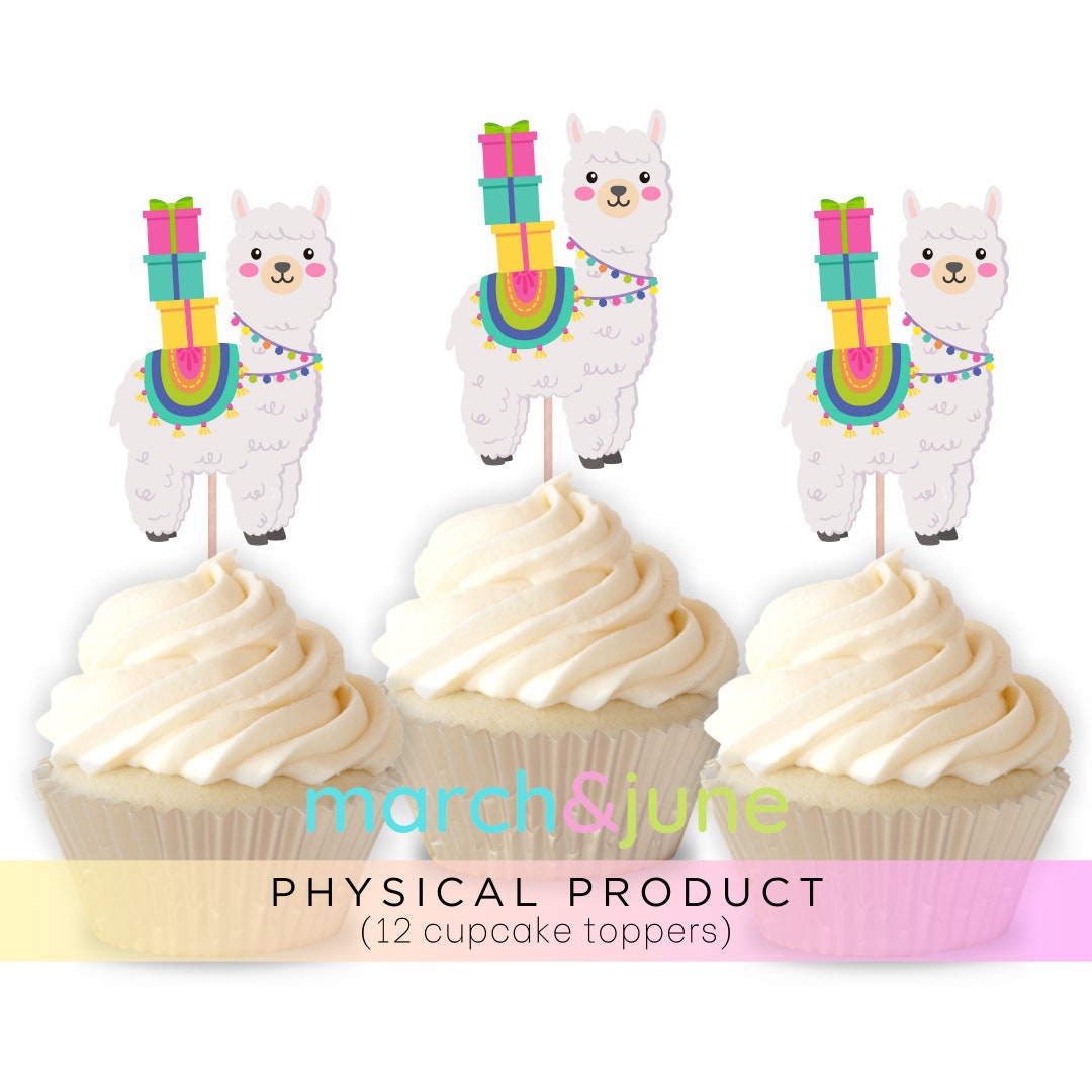 Llama Cupcake Toppers, Set of 12, Birthday Party Decor Supplies Llama ...