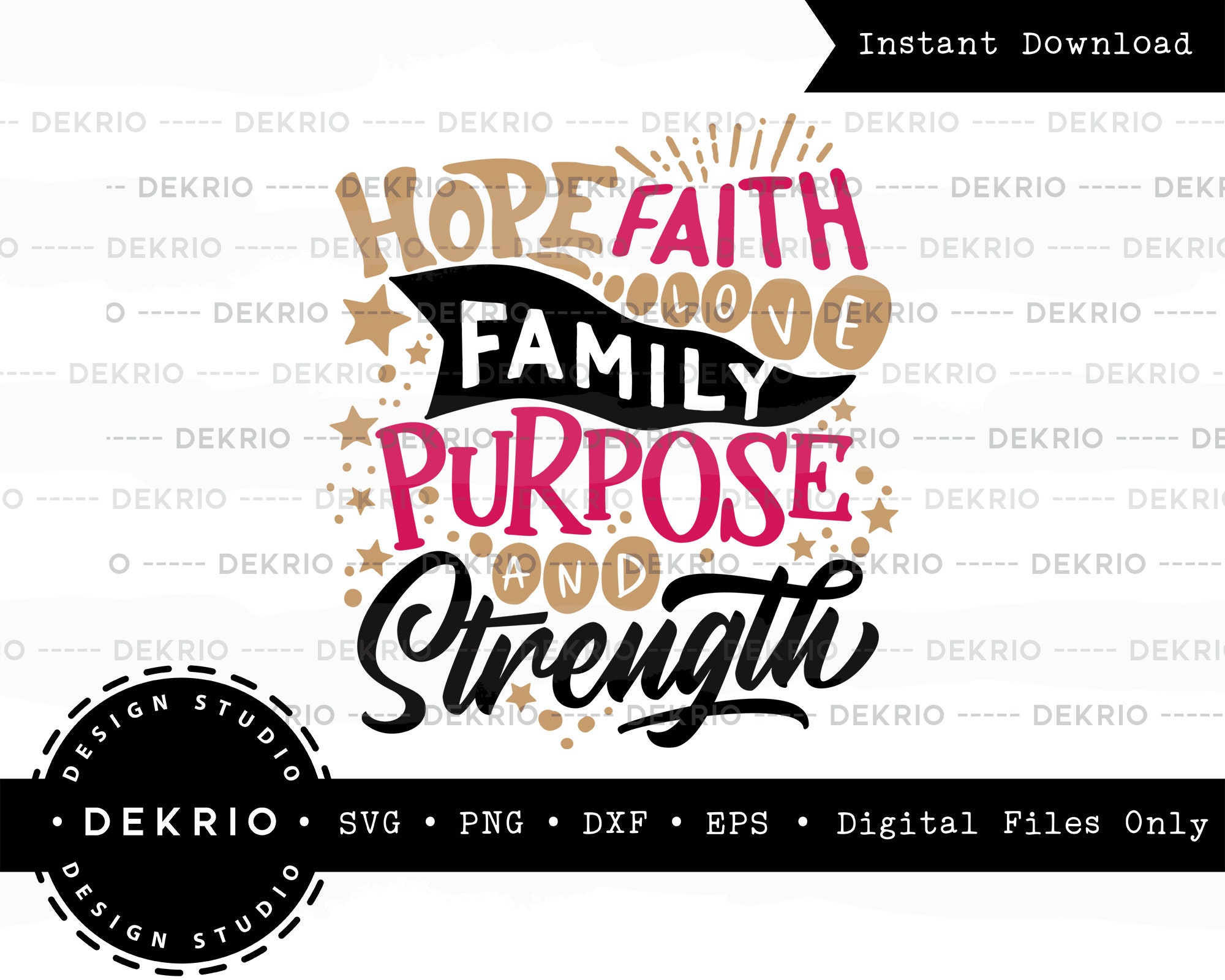 Hope Faith Family Purpose Strength Svg PNG DXF EPS Digital | Etsy