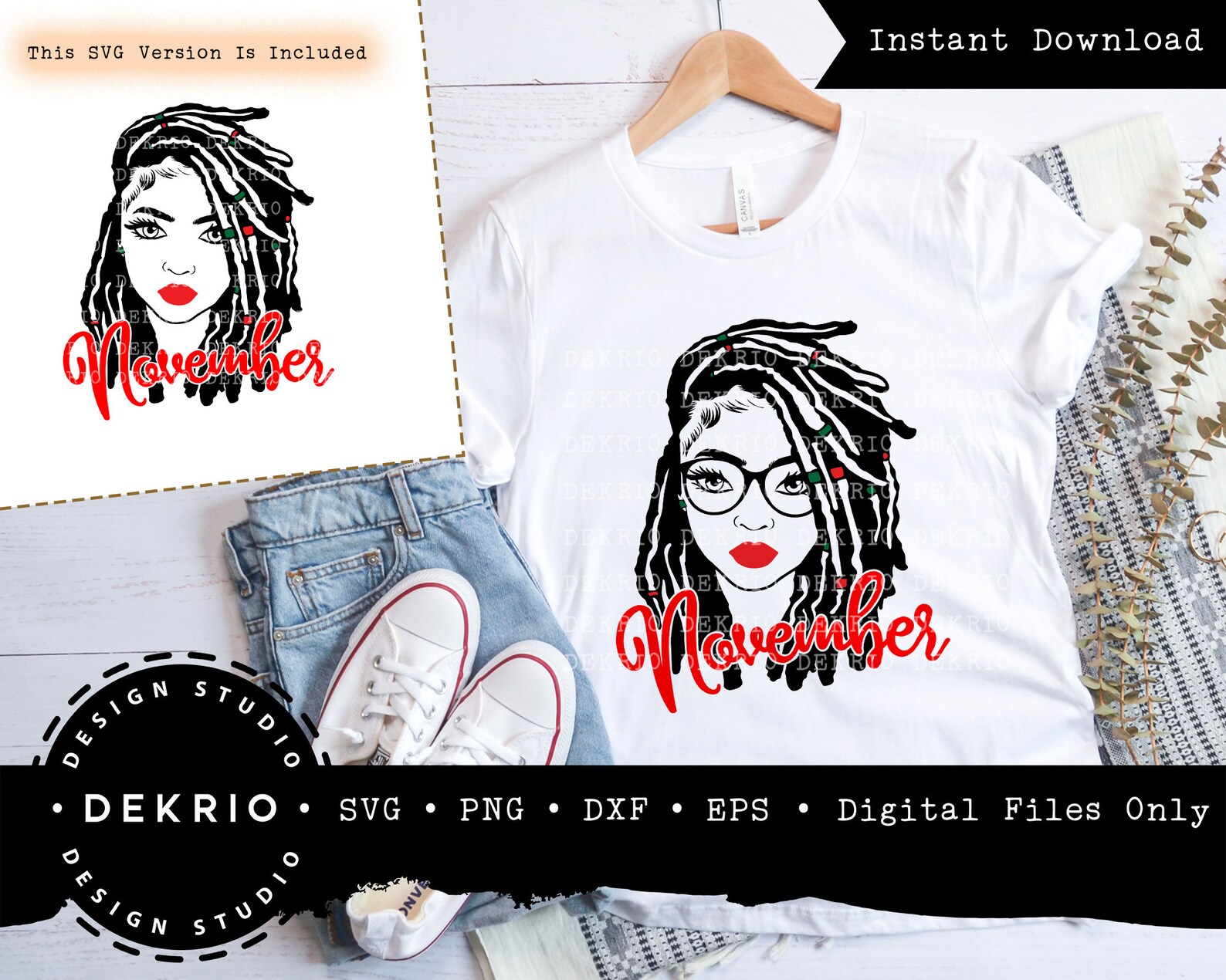 Locs Svg November Birthday Svg Dreads Svg Woman with | Etsy