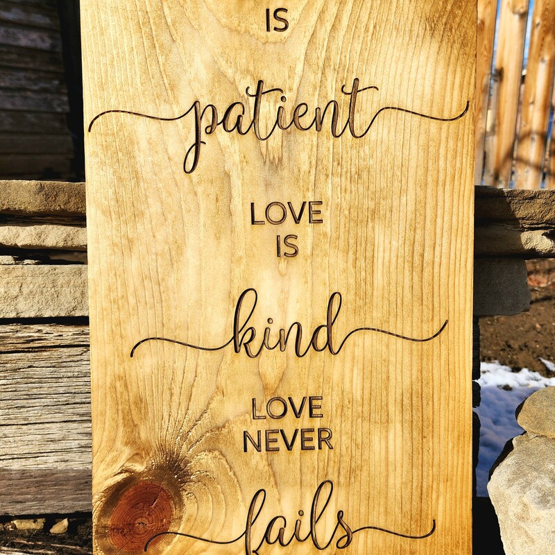 Love is Patient Wood Sign - Etsy