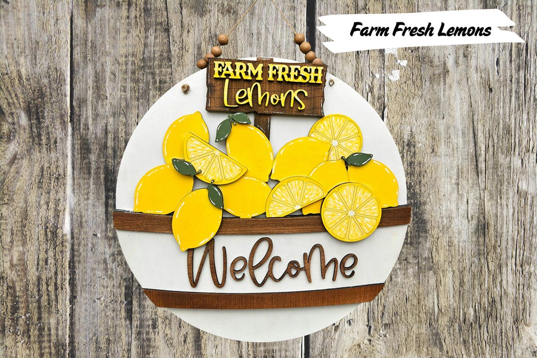 Lemons Welcome Front Door Sign * Interchangeable Lemon Insert Door ...