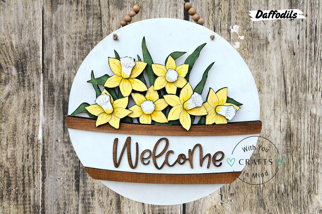 Daffodil Door Sign * Welcome Sign for Spring * Interchangeable Door ...