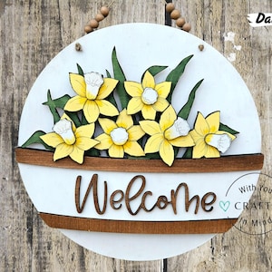 Daffodil Door Sign * Welcome Sign for Spring * Interchangeable Door ...