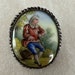 Antique Georgian 1700s Cut Steel Porcelain Portrait Mother of Pearl Pin ...