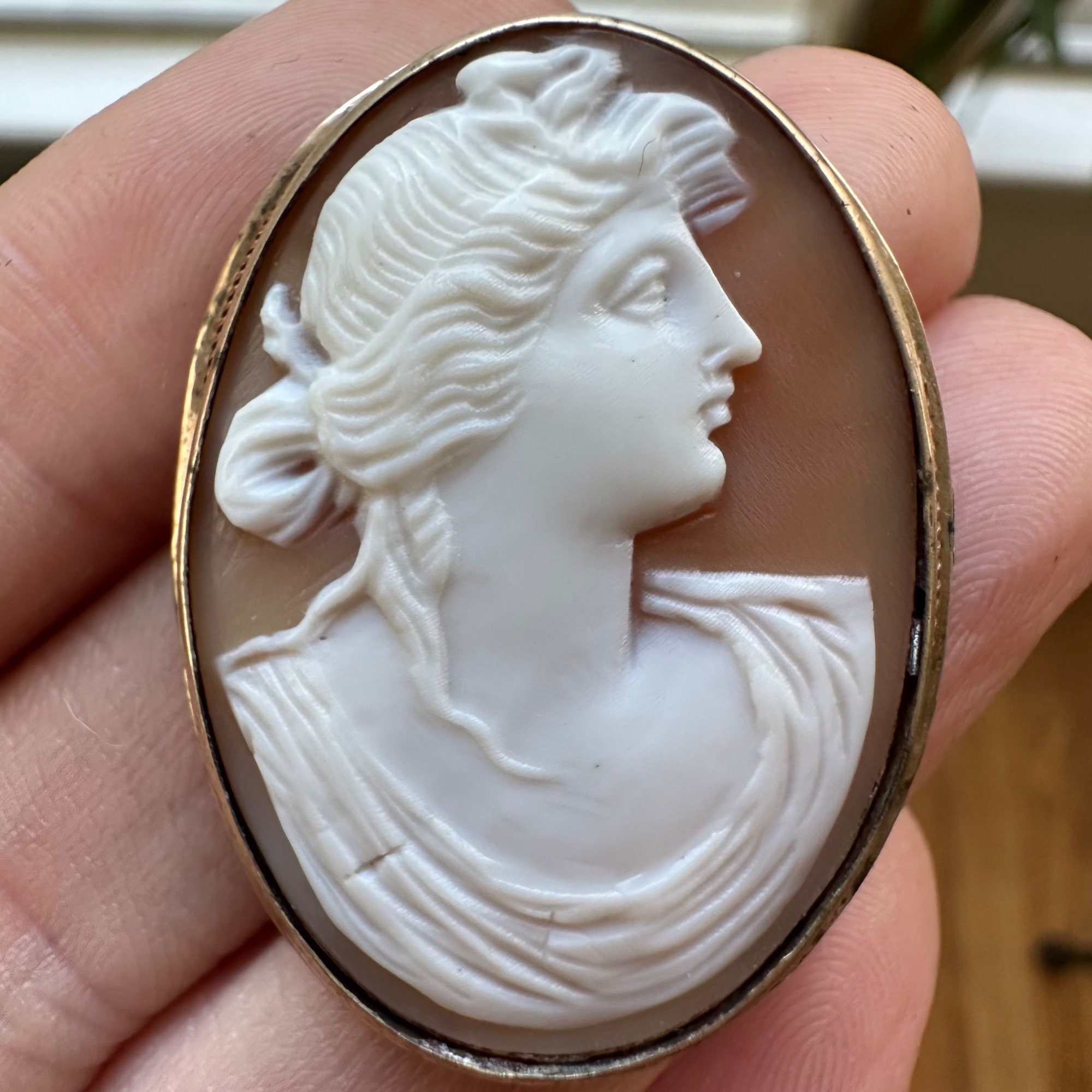 Antique Georgian or Edwardian Greek Man 10kt Gold Carved Shell - Etsy